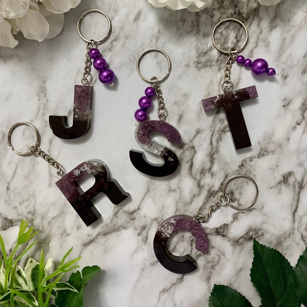 Resin Letter Keychain - Etsy
