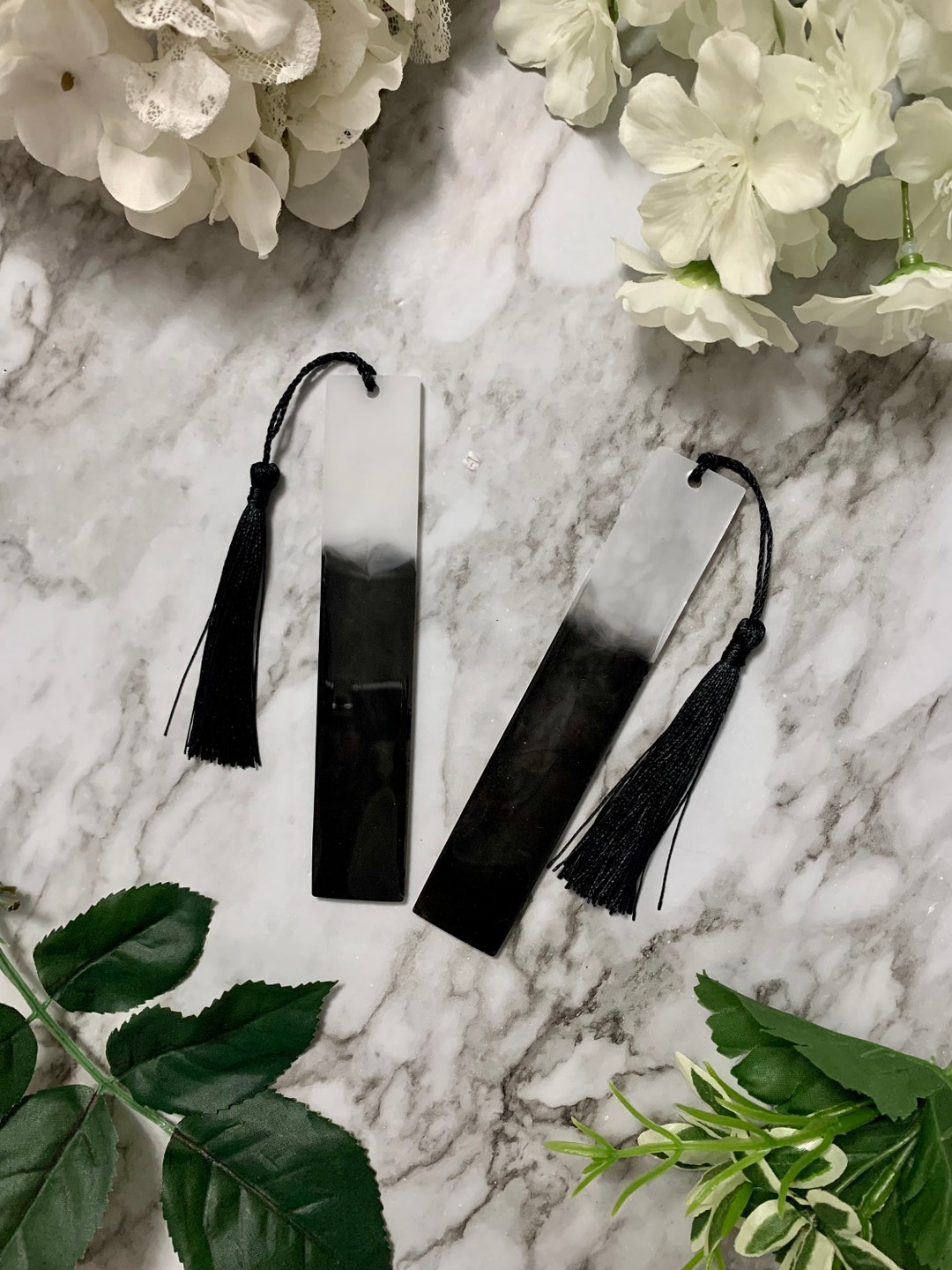 Personalized Black and White Bookmark Resin Bookmark Custom Gift Custom ...