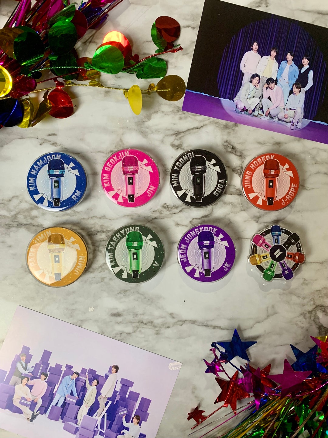 BTS Member Mic Inspired Acrylic Pins | Kpop Gifts for BTS Army - Etsy