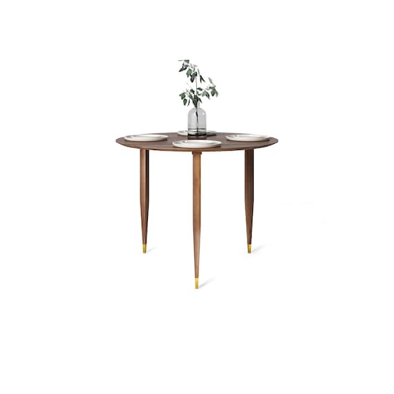 Round Dining Table Solid Walnut Wood Table Kitchen Table | Etsy