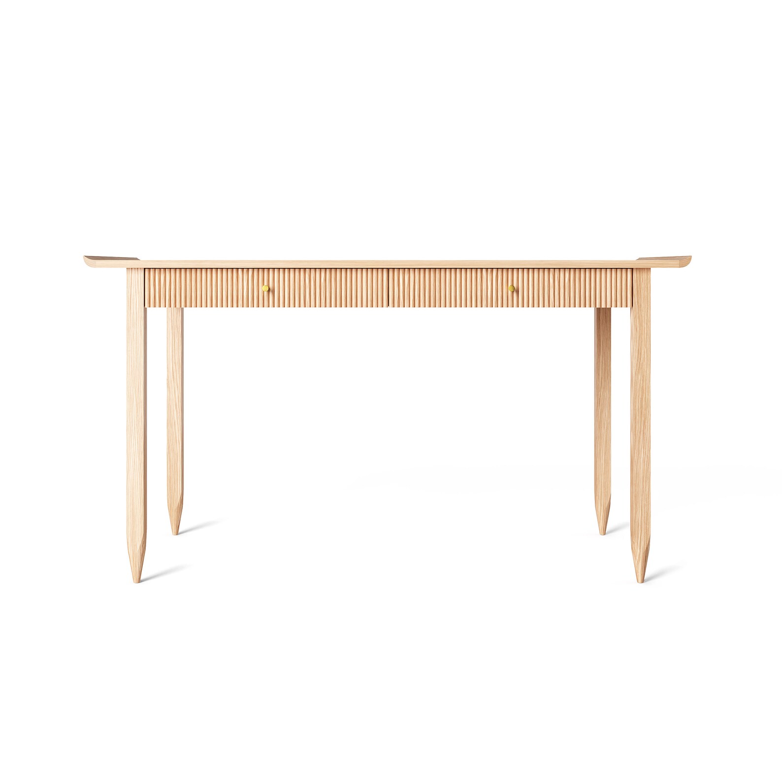 Oak Office Desk With Slatted Wood Fronts of Oak Drawers, Mid Century ...