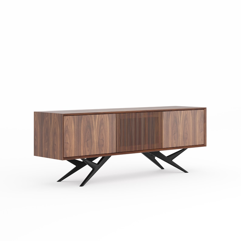 Walnut Sideboard With Slatted Doors Mid Century Modern TV Stand - Etsy