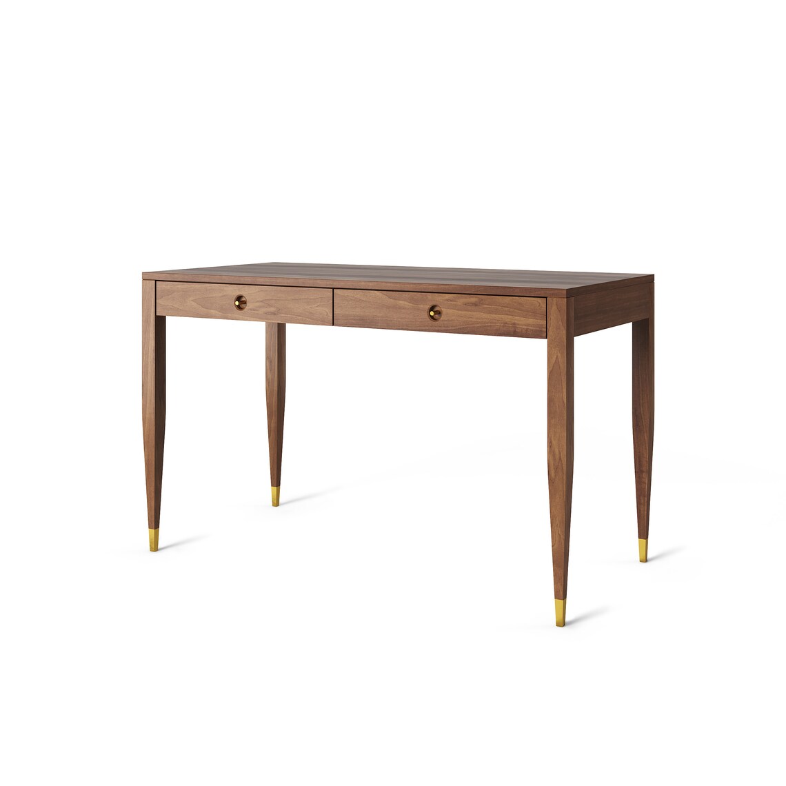 Mid Century Walnut Office Desk With Two Solid Walnut Drawers - Etsy