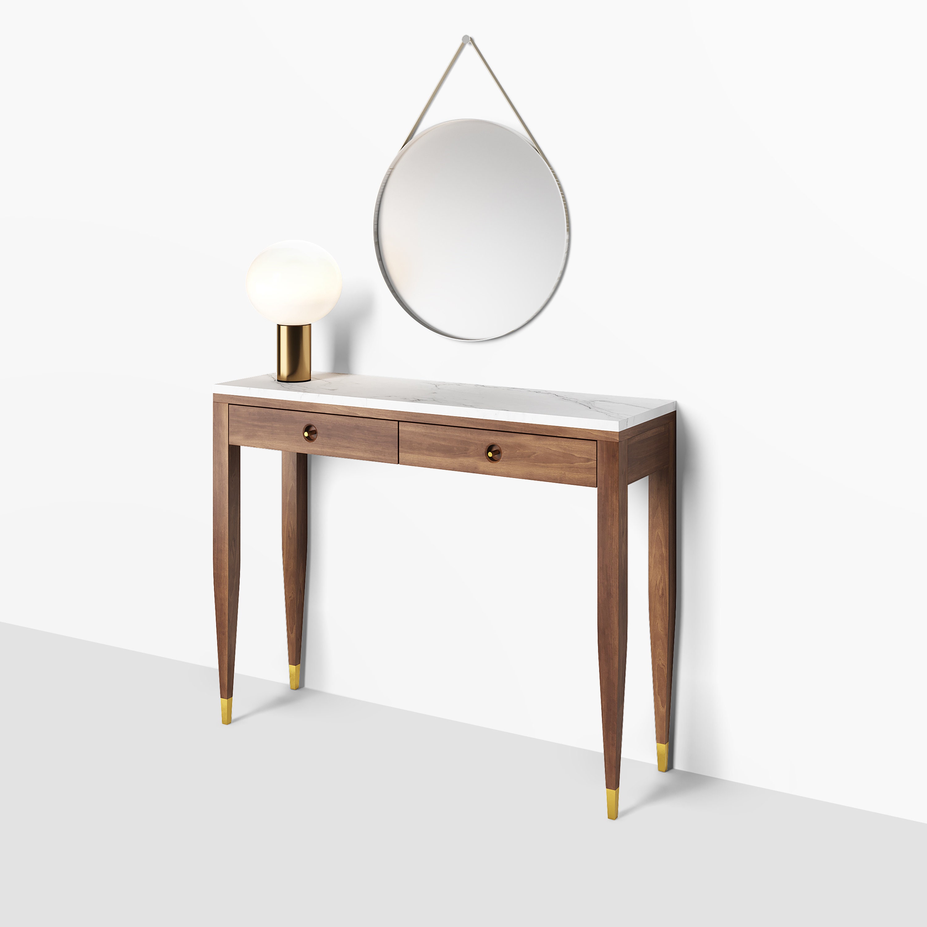 Walnut Console Table With Marble Top Two Drawers and Four - Etsy