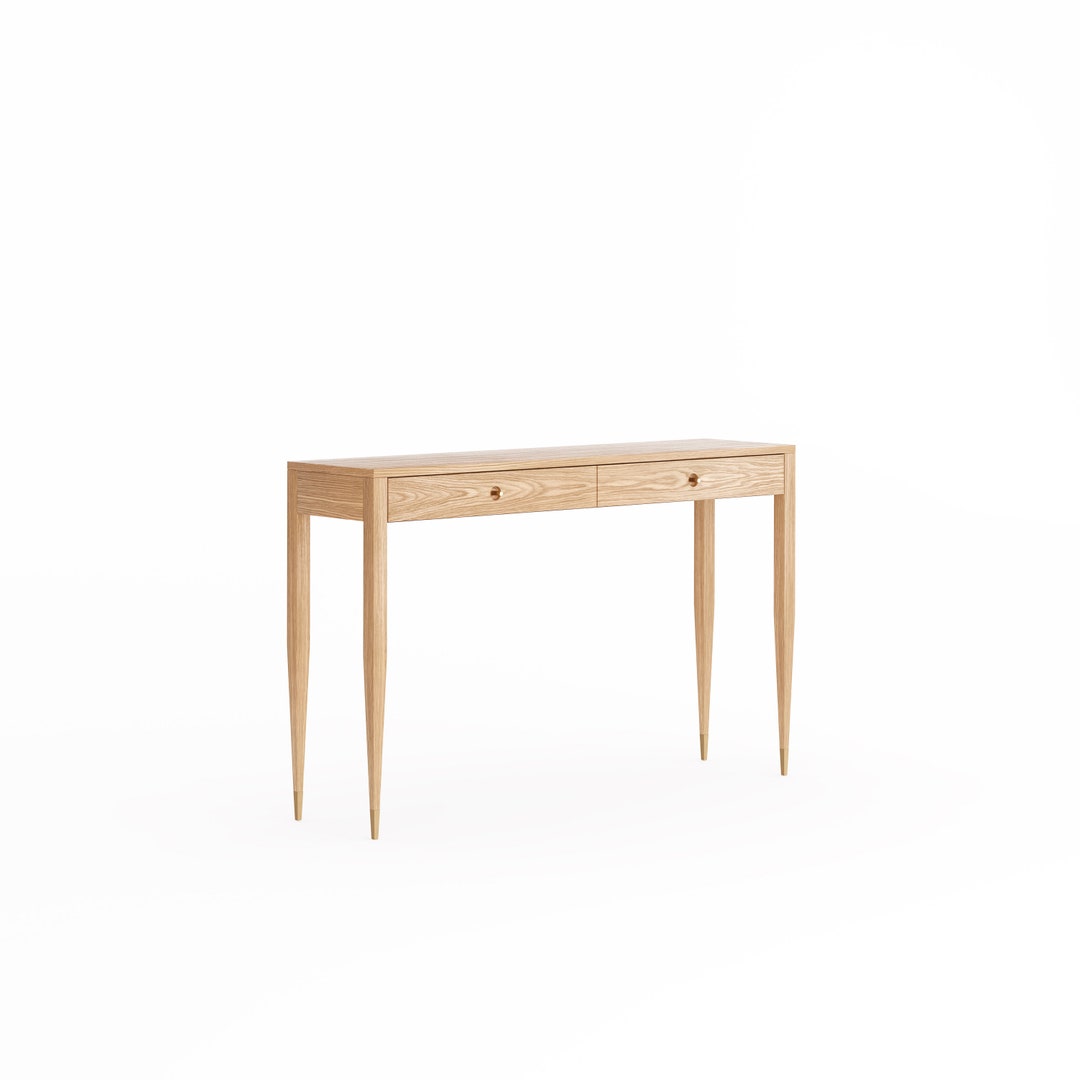 Oak Console Table With Two Drawers and Four Legs, Hallway Table ...