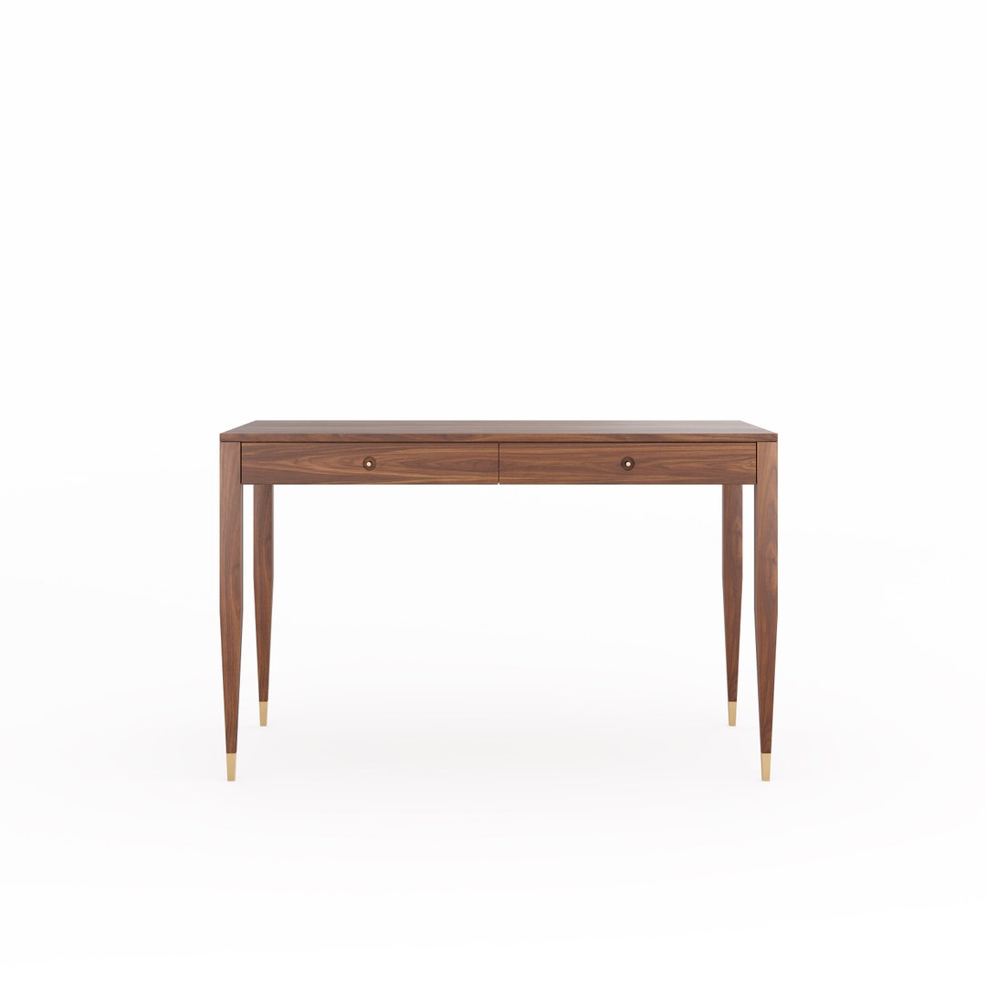 Mid Century Walnut Office Desk With Two Drawers – Handmade Home Office ...