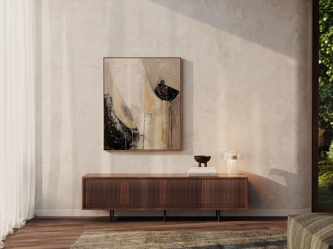 READY to SHIP 220cm Long Walnut Sideboard TV Stand With Four Slatted ...