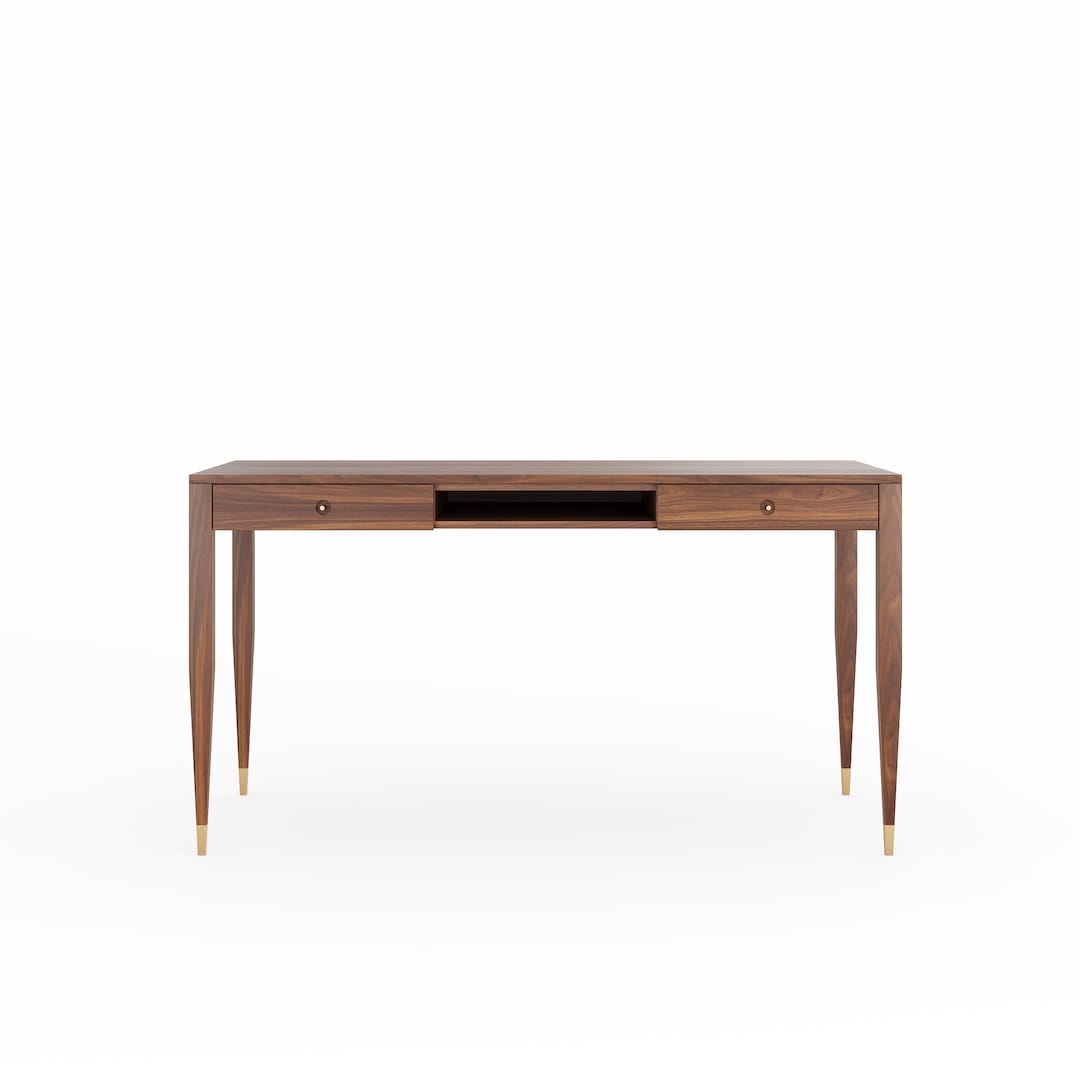 Walnut Office Desk With Two Solid Walnut Drawers and Shelf, Home Office ...