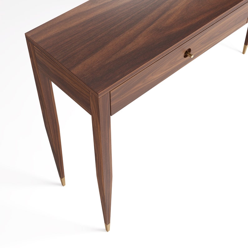 Walnut Console Table With Two Drawers and Four Legs Hallway - Etsy