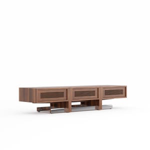 Handmade Walnut TV Stand – Mid-century Modern Slatted Door Media ...