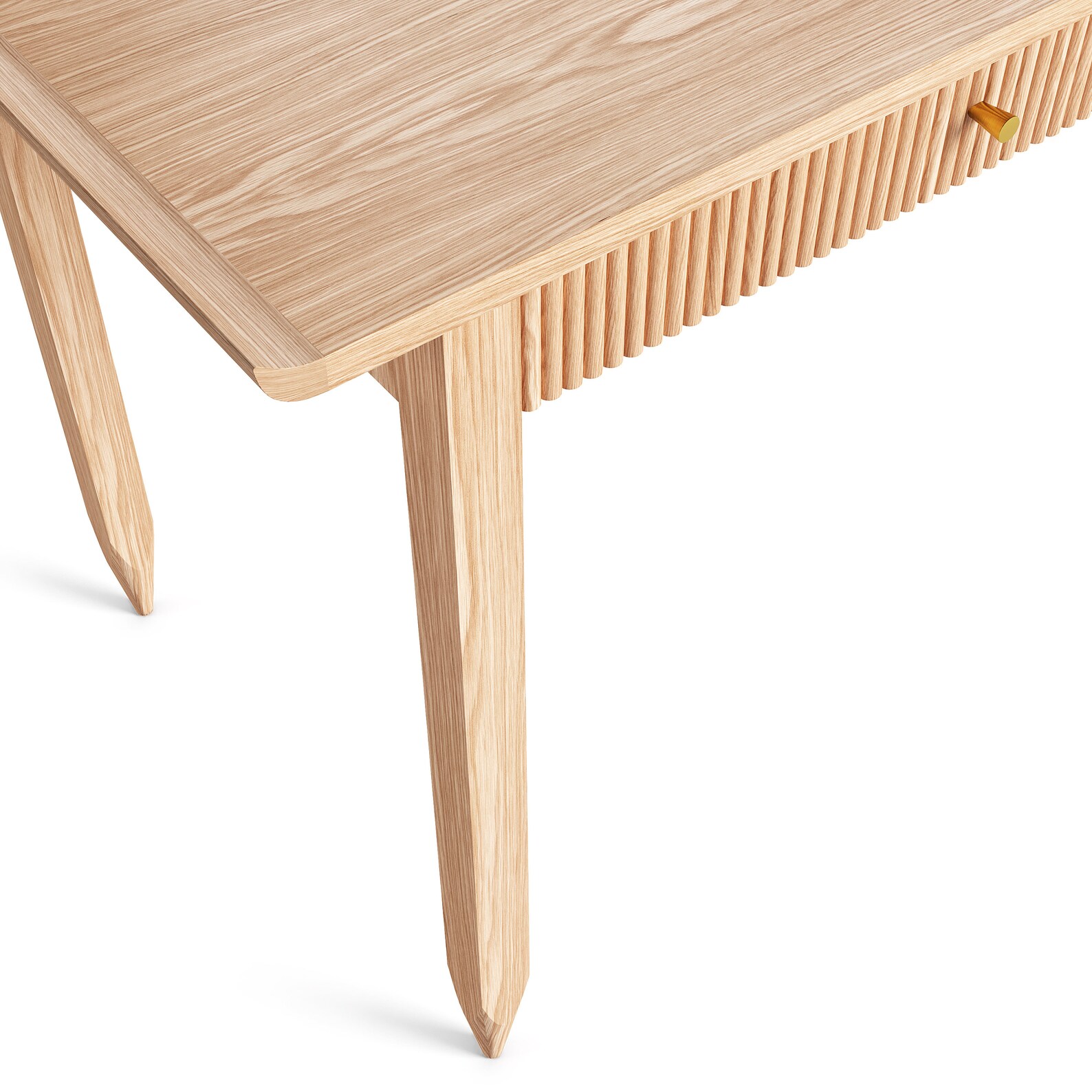 Oak Office Desk With Slatted Wood Fronts of Oak Drawers, Mid Century ...