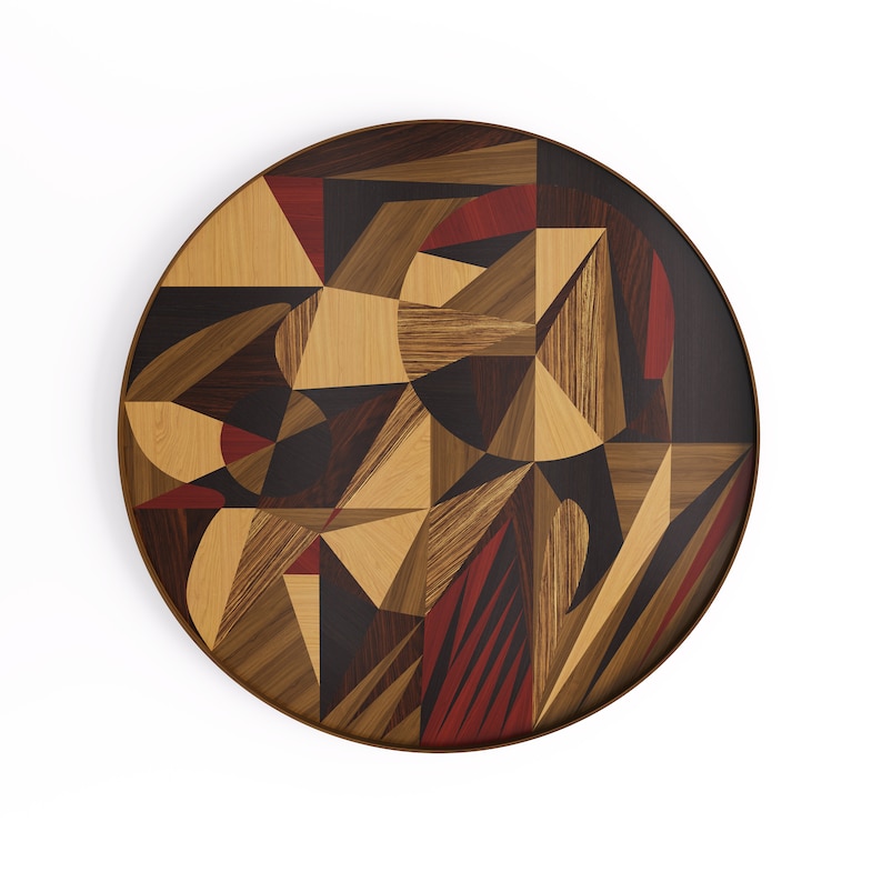 Inlaid Wall Decoration, Marquetry Circle, Relief, Abstract Wall Decor ...