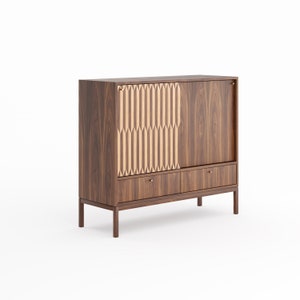 Walnut Highboard, Mid-century Modern Credenza, Sliding Doors - Etsy