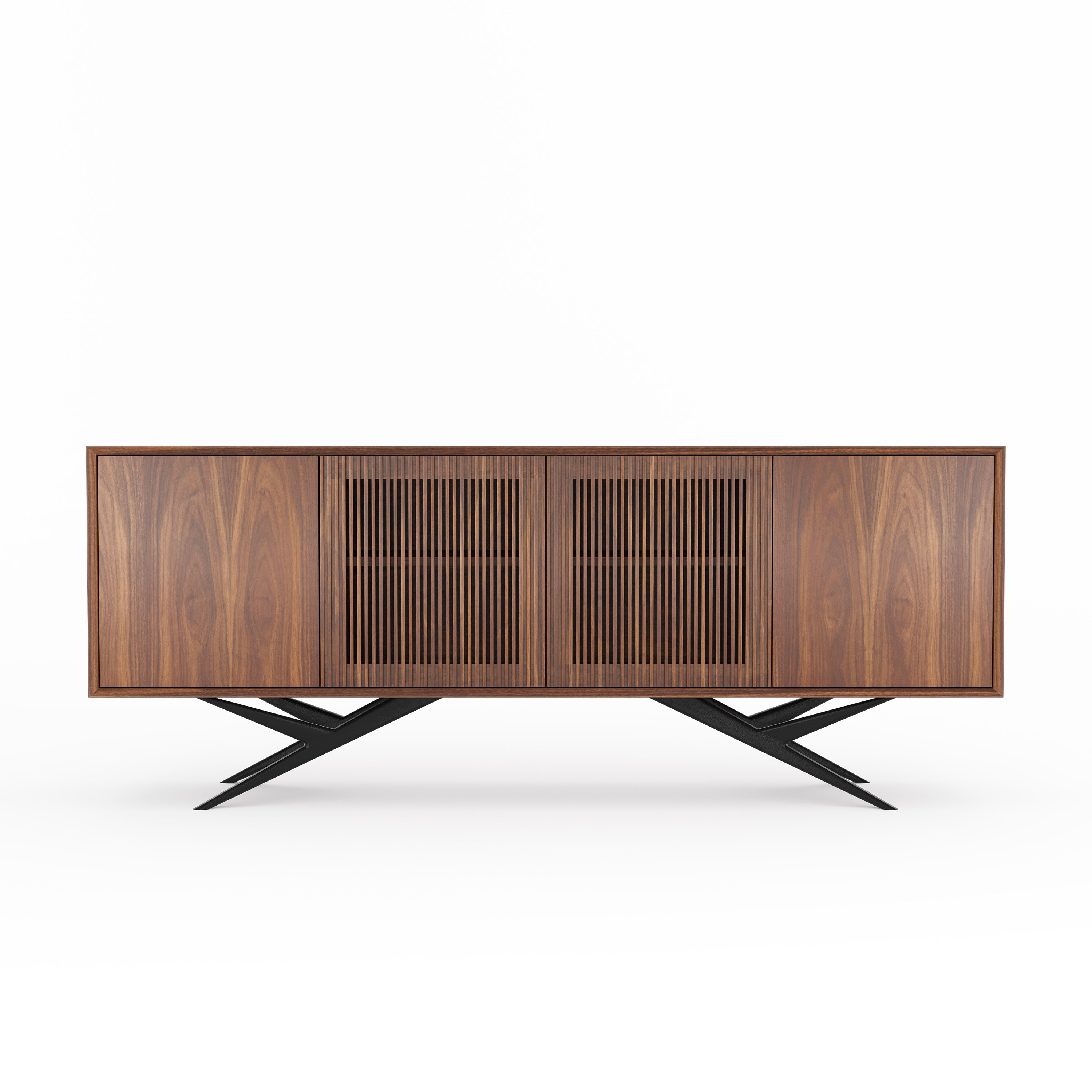 Walnut Mid Century Modern Sideboard, Slatted Door TV Stand - Etsy