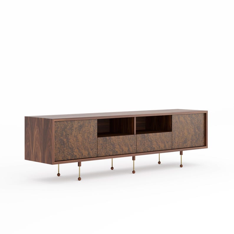 Walnut Burl Media Console, Mid-century Modern Sideboard - Etsy