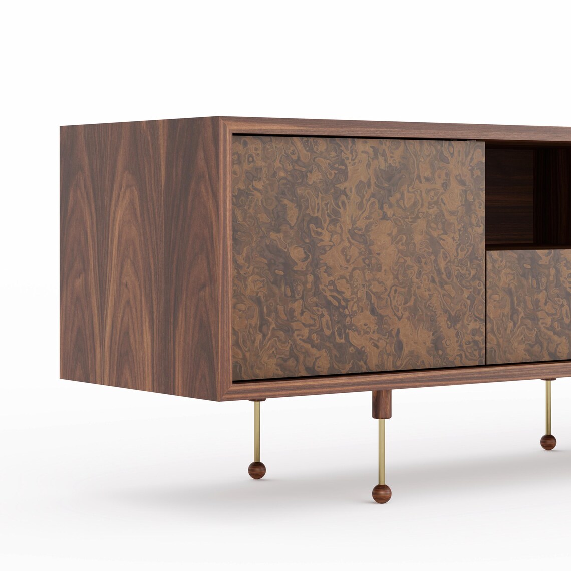 Walnut Burl Media Console, Mid-century Modern Sideboard - Etsy