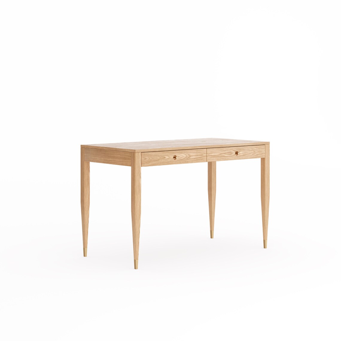 Mid Century Oak Office Desk With Two Solid Oak Drawers, Study Desk ...