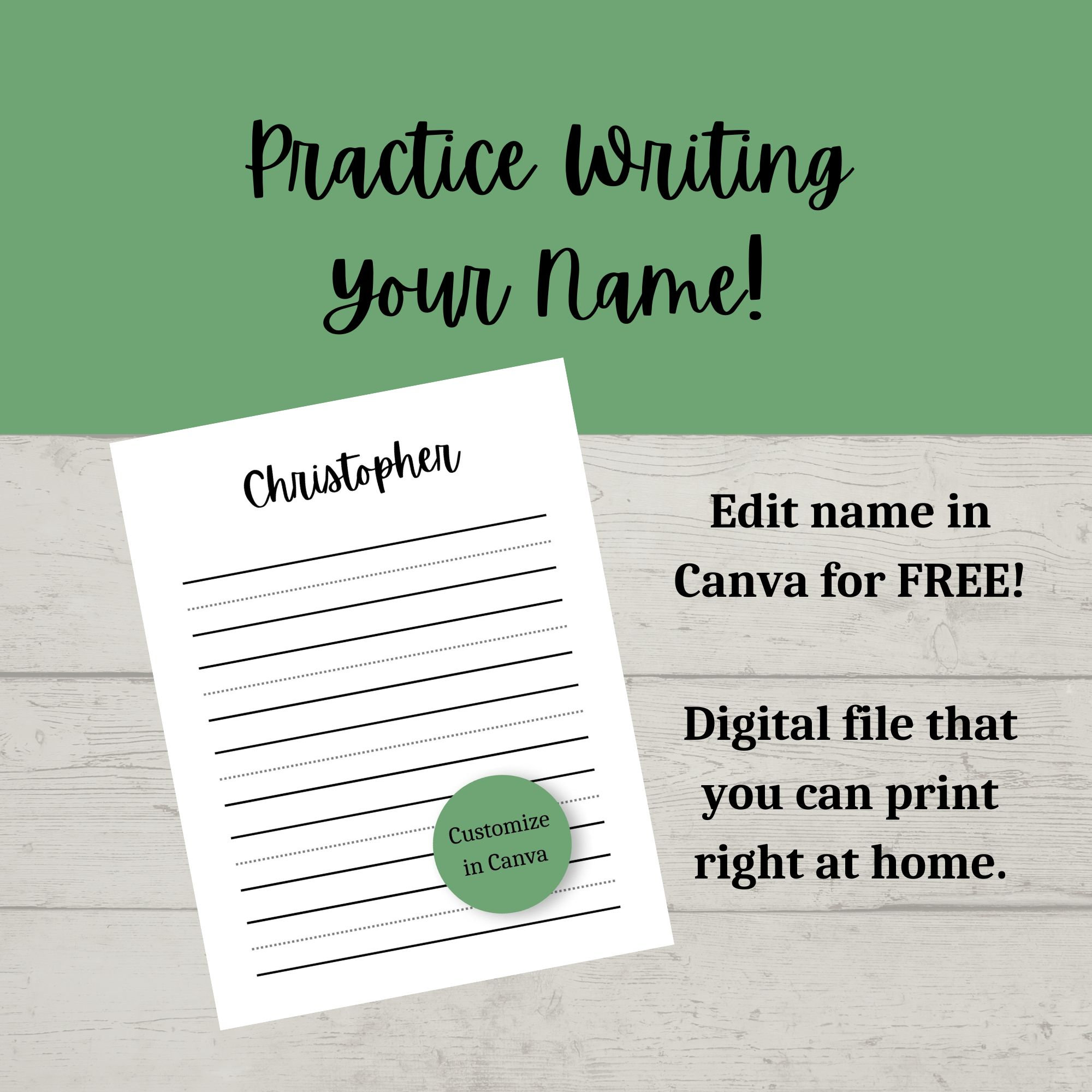 Editable Name Practice, Handwriting Sheet, Printable Handwriting Sheet ...