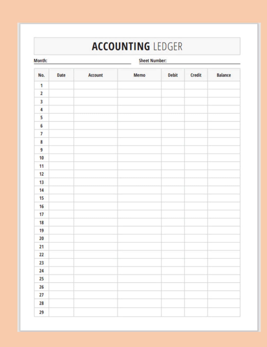 Account Ledger Template Excel