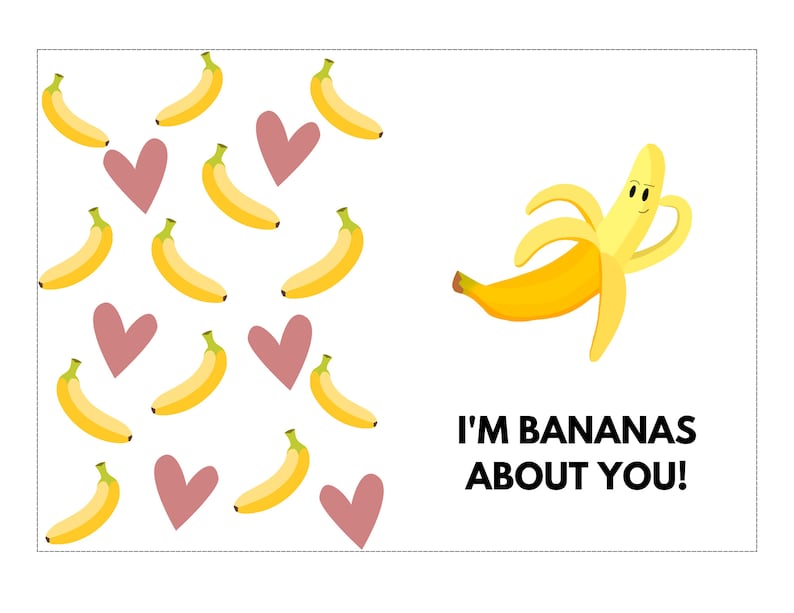 Printable Valentines Day or Anniversary Card I'm Banana About You Funny ...