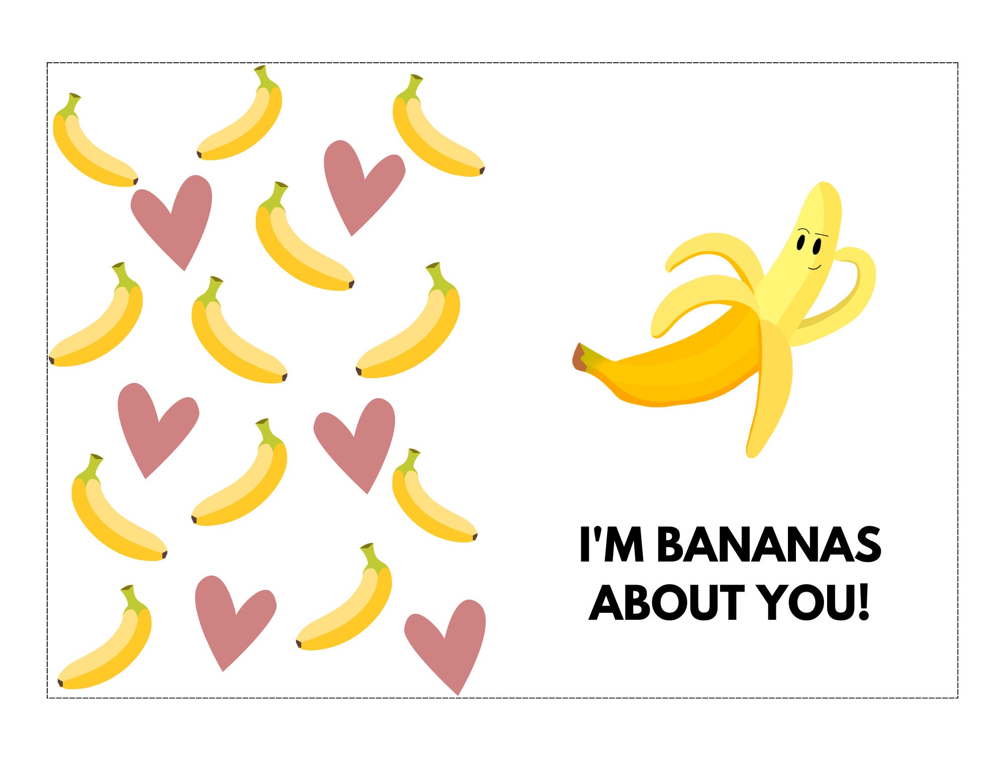 Printable Valentines Day or Anniversary Card I'm Banana About You Funny ...