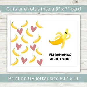 Printable Valentines Day or Anniversary Card I'm Banana About You Funny ...