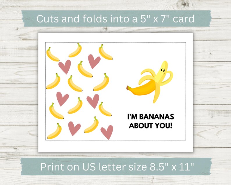 Printable Valentines Day or Anniversary Card I'm Banana About You Funny ...