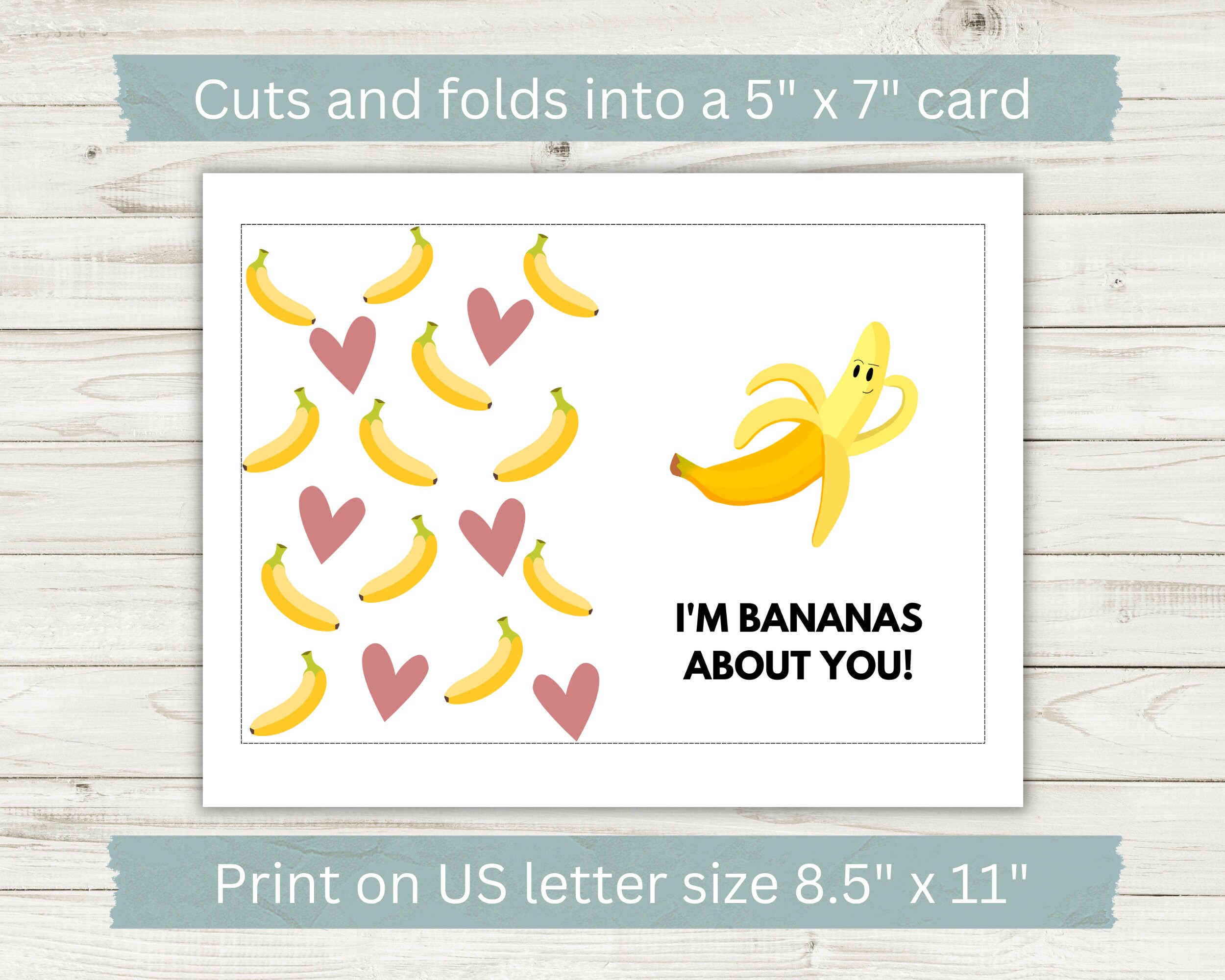 Printable Valentines Day or Anniversary Card I'm Banana About You Funny ...