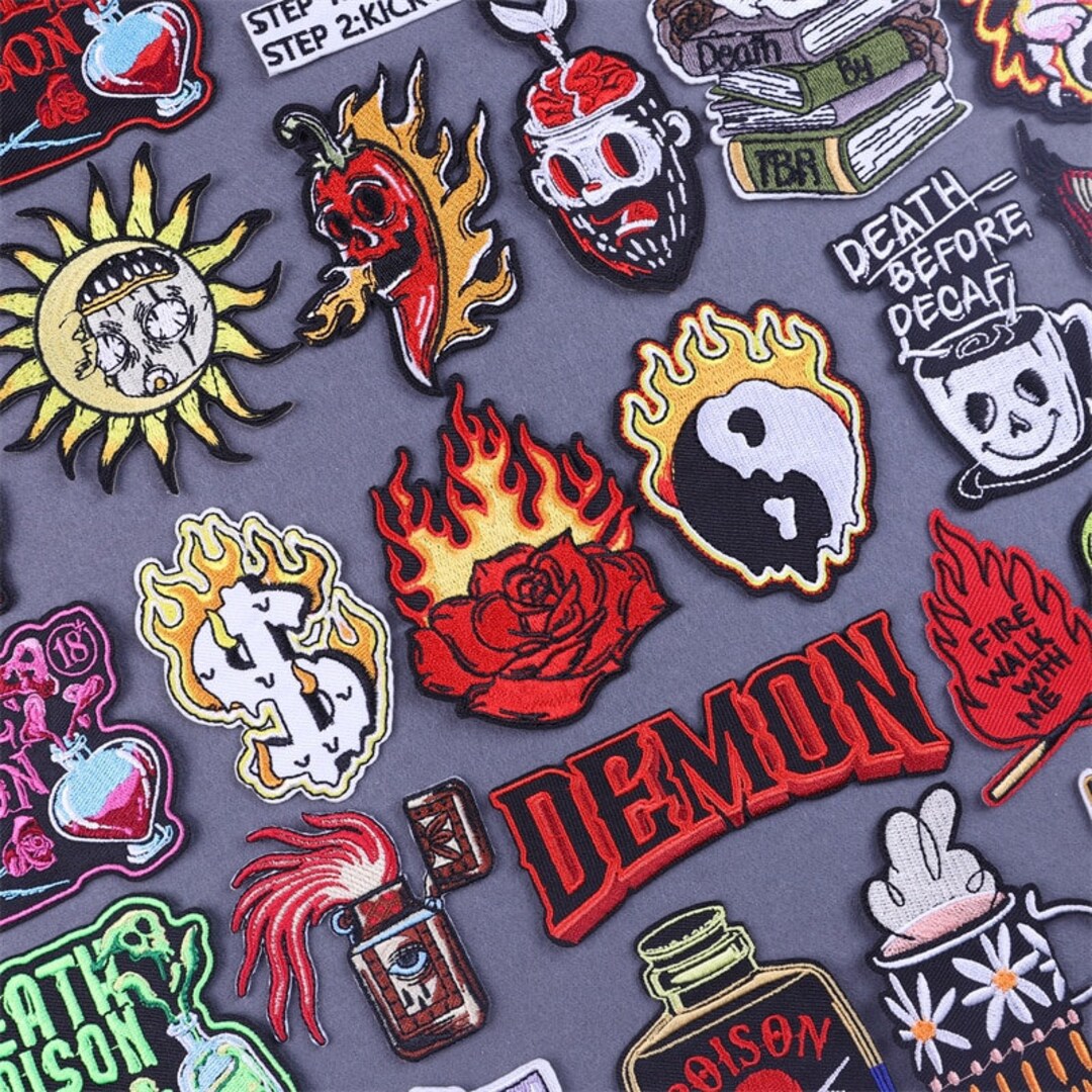Horror Flame Patches for Clothes Halloween Patches Skull - Etsy