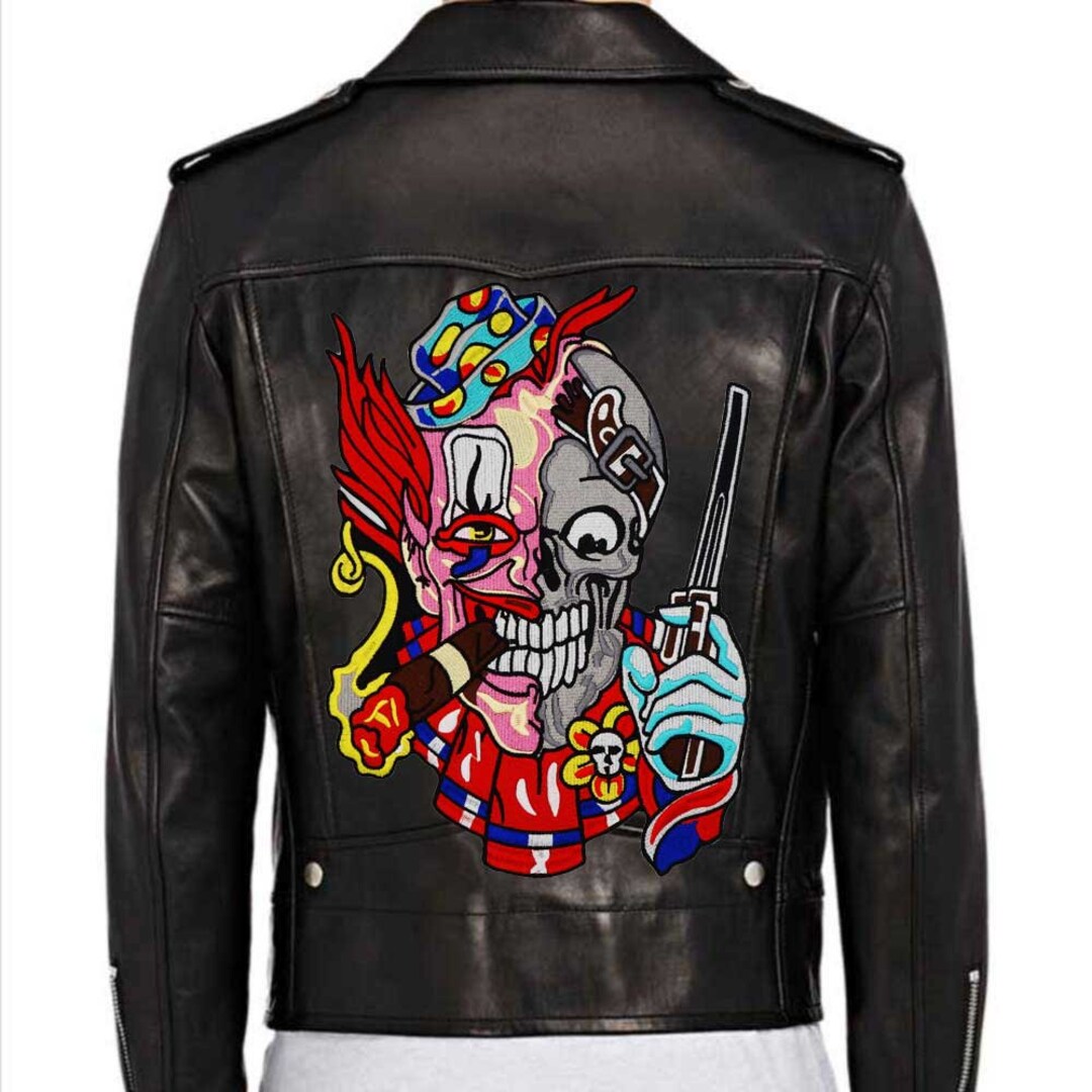Large Skull Mix THE JOKER Back Patch Iron on Patches Large Punk Skull ...
