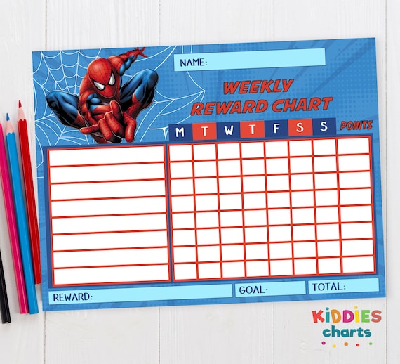 Spiderman Weekly Chore Chart Printable Kids Reward Chart | Etsy