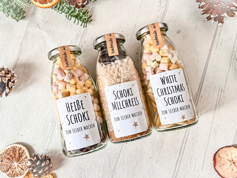 DIY Weihnachtsmischungen im Glas I Heiße Schoki, Schoko Milchreis und ...