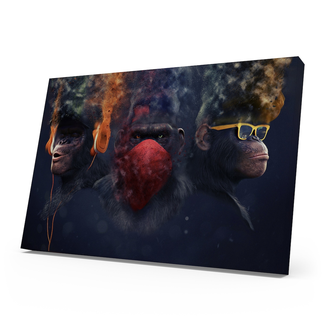 Banksy 3 SWAG Monkeys Canvas Print Colorfull Framed Picture Wall ...