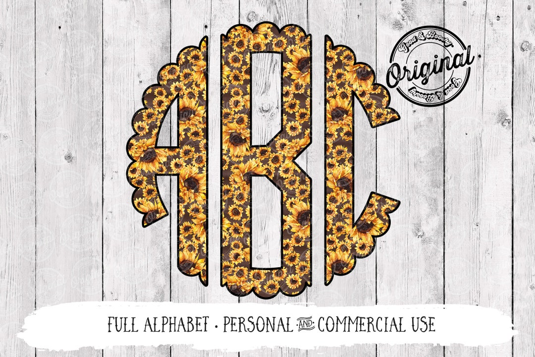 Sunflower Leopard Monogram PNG Full Alphabet Pack Leopard Print Digital ...