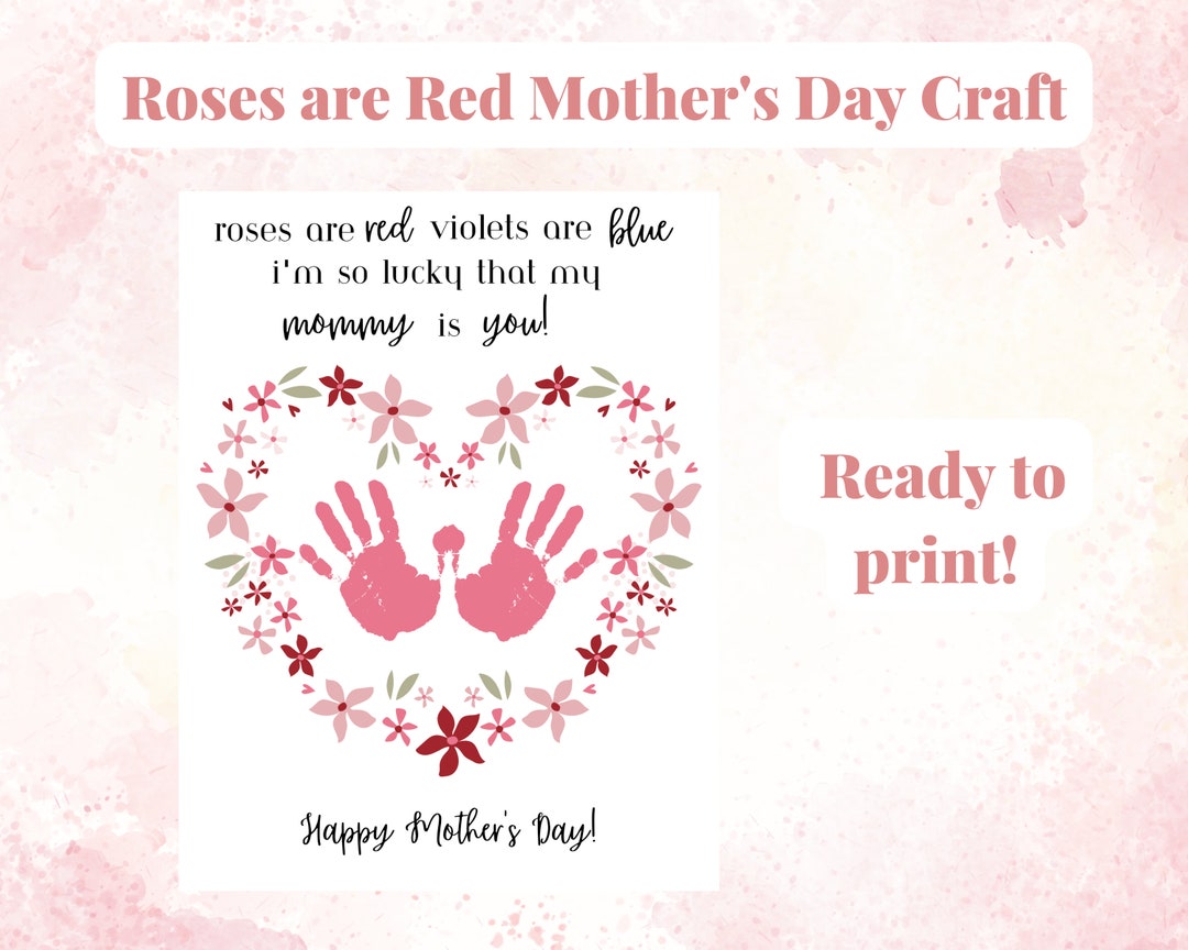 Roses Are Red Mother's Day Handprint Craft - Etsy
