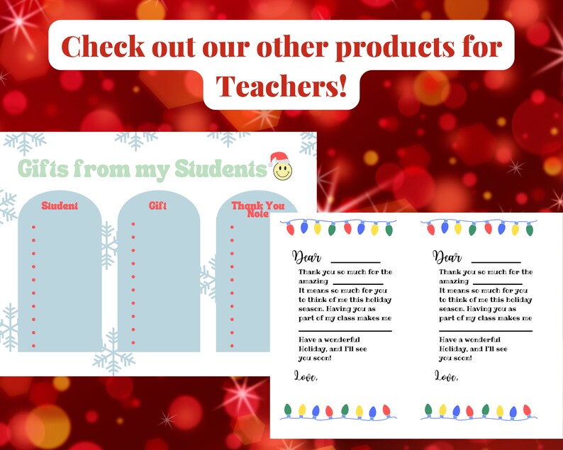 Teacher to Student Holiday Note - Etsy