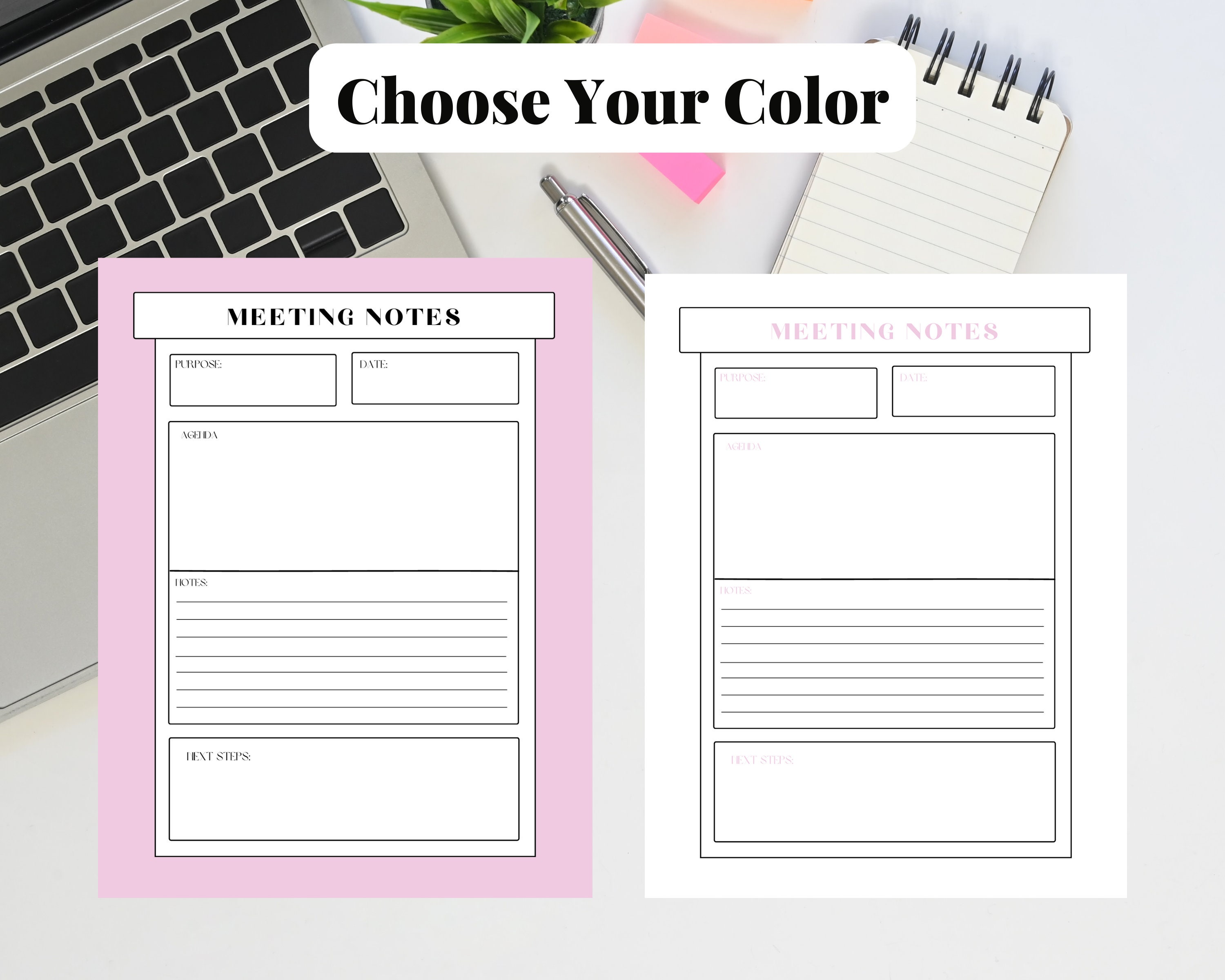 Pink Minimalist Meeting Notes - Etsy