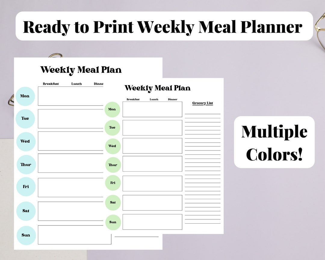 Simple Circle Weekly Meal Plan - Etsy
