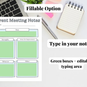 Editable Teacher Parent Meeting Notes - Etsy