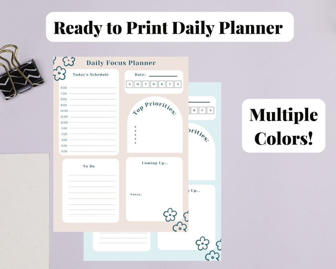 Printable Daily Focus Planner - Etsy