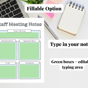 Editable Teacher Staff Meeting Notes - Etsy