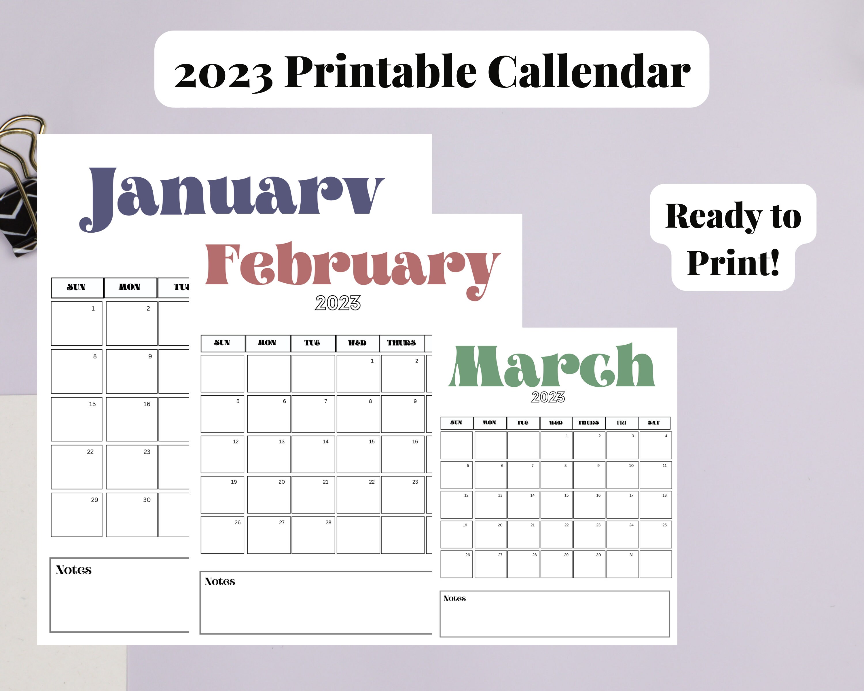 2023 Printable Calendar - Etsy