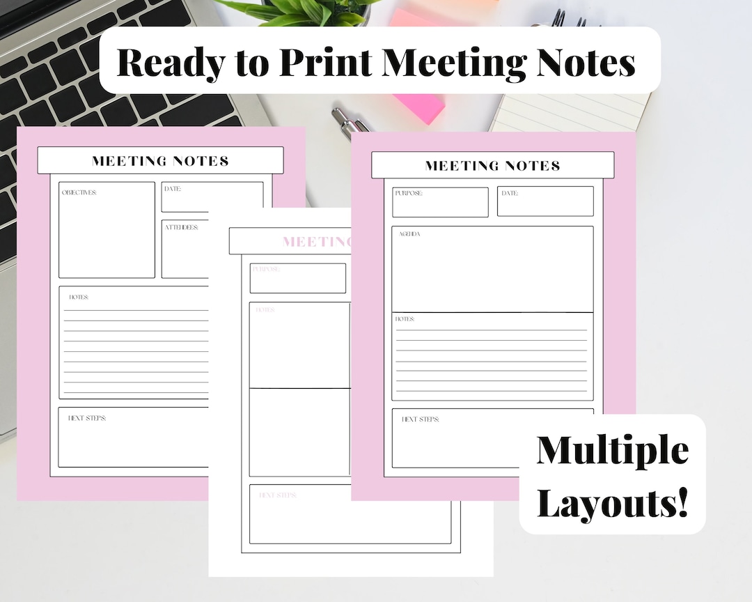 Pink Minimalist Meeting Notes - Etsy