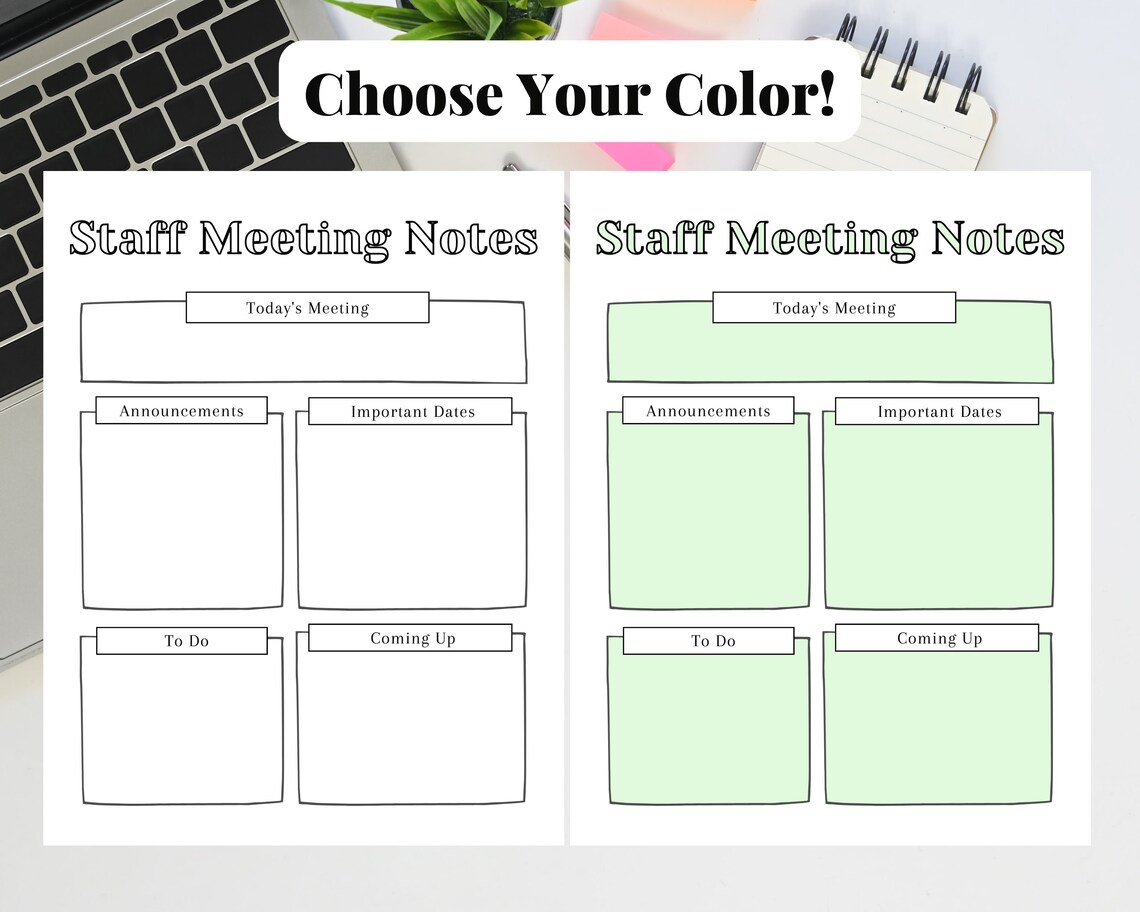 Editable Teacher Staff Meeting Notes - Etsy