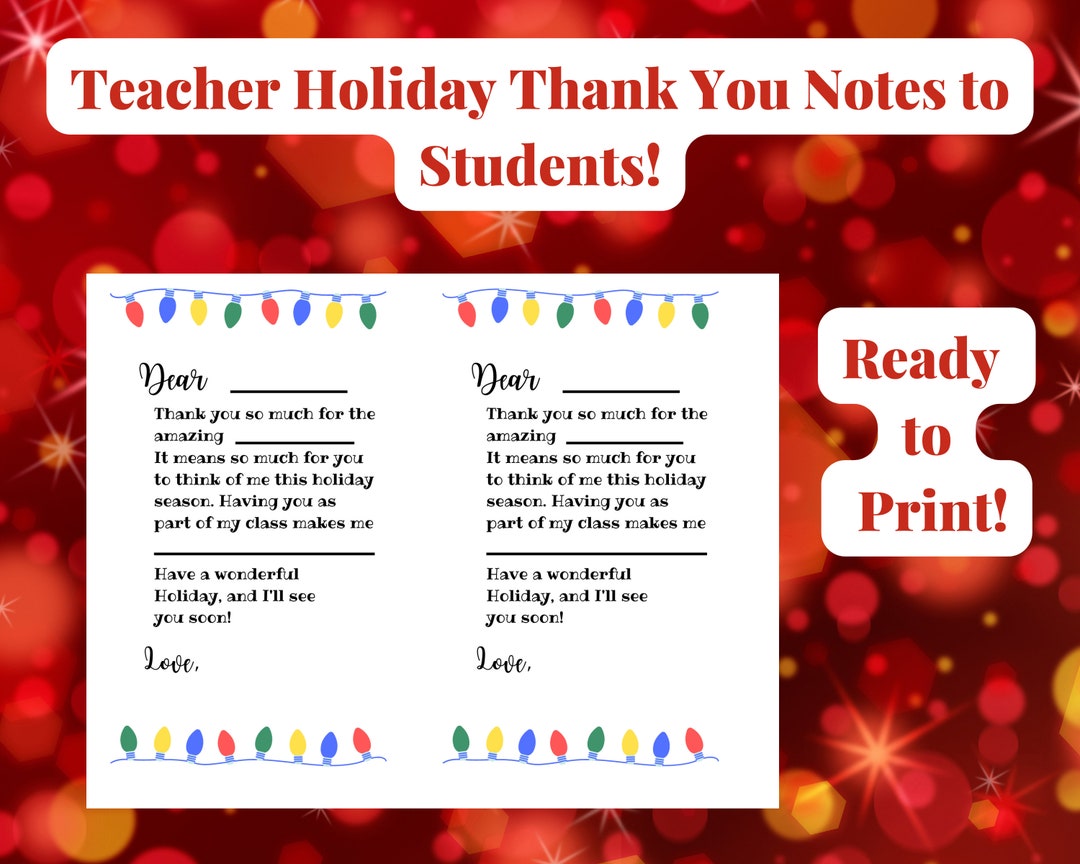 Teacher Holiday Thank You Note - Etsy