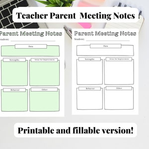Editable Teacher Parent Meeting Notes - Etsy