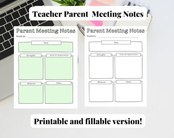 Teacher Meeting Notes | Printable Teacher Meeting Notes | Parent ...
