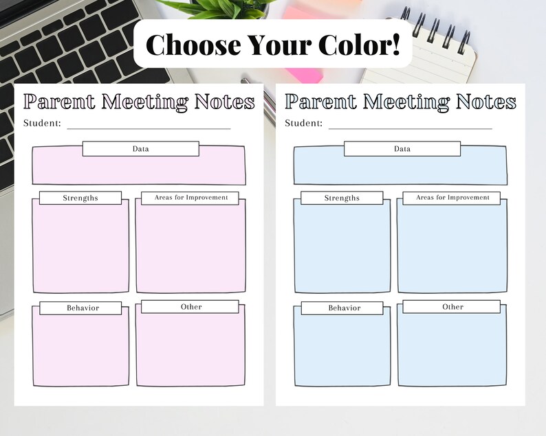 Editable Teacher Parent Meeting Notes - Etsy