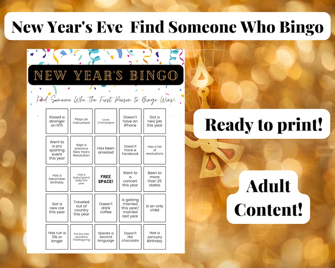 New Year's Eve "find Someone Who" Bingo Game - Etsy
