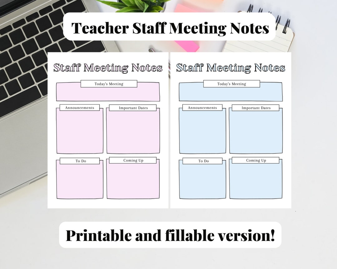 Editable Teacher Staff Meeting Notes - Etsy